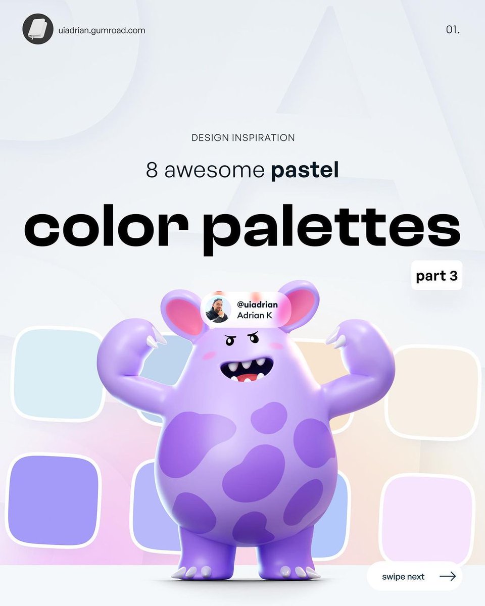 8 awesome pastel color palettes - المسلسل من UI Adrian @uiuxadrian - رتبها