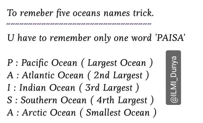Oceans Largest To Smallest