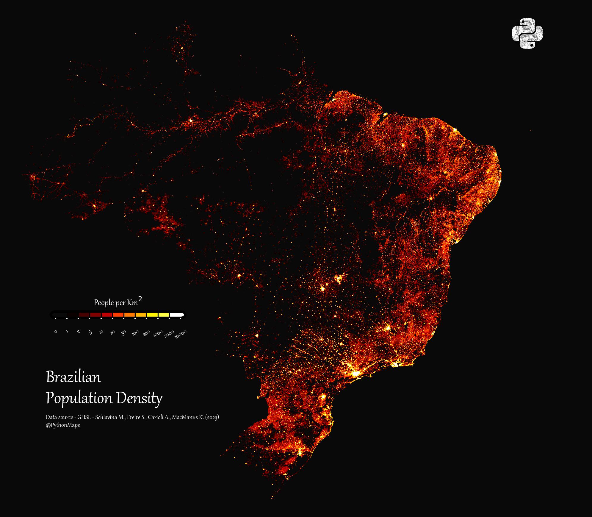 Dense Population Map Brazil