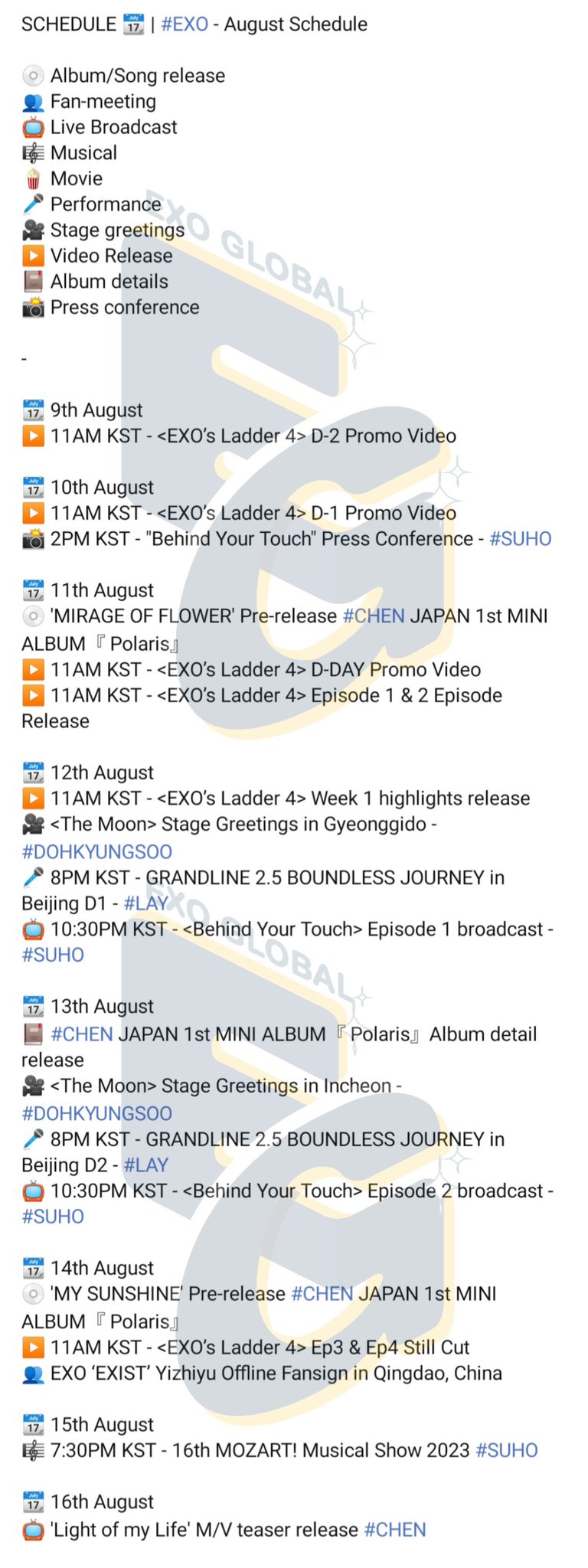 Exo 2022 Calendar August