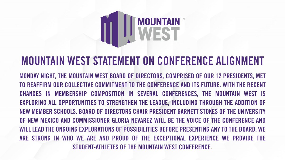 Mountain West Statement on Conference Alignment : r/CollegeBasketball