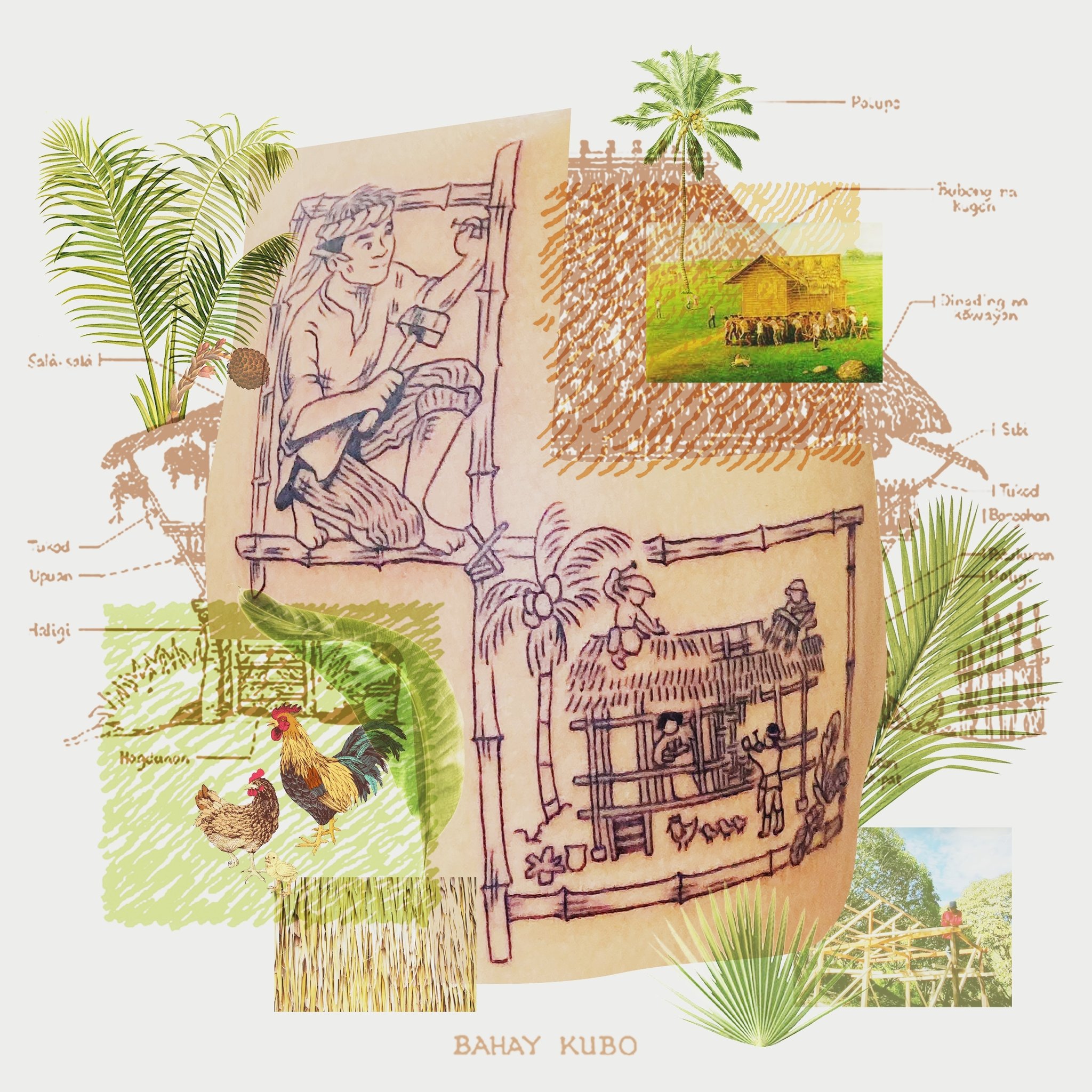 Bahay Kubo Drawing With Plants