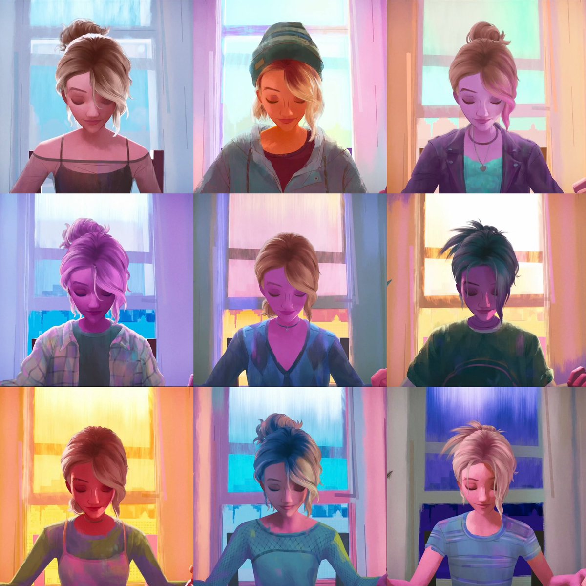 all the outfits of gwen in the prologue of “across the spiderverse” — a ...