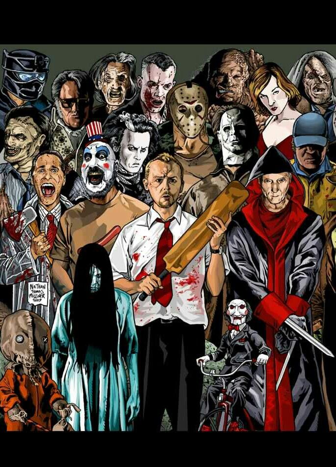 Horror Movie Characters Collage