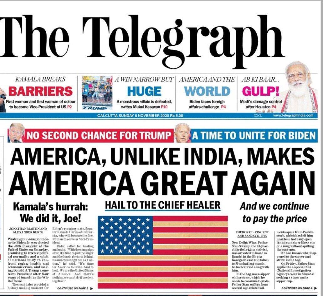 The headline of The Telegraph after PM's speech! They don't even act ...
