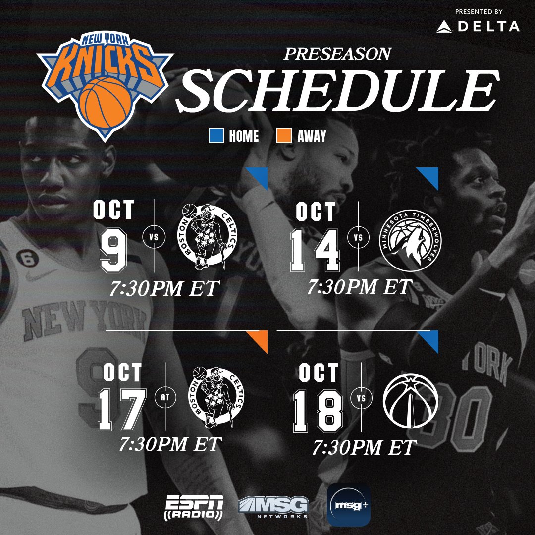 New York Knicks Schedule 2022