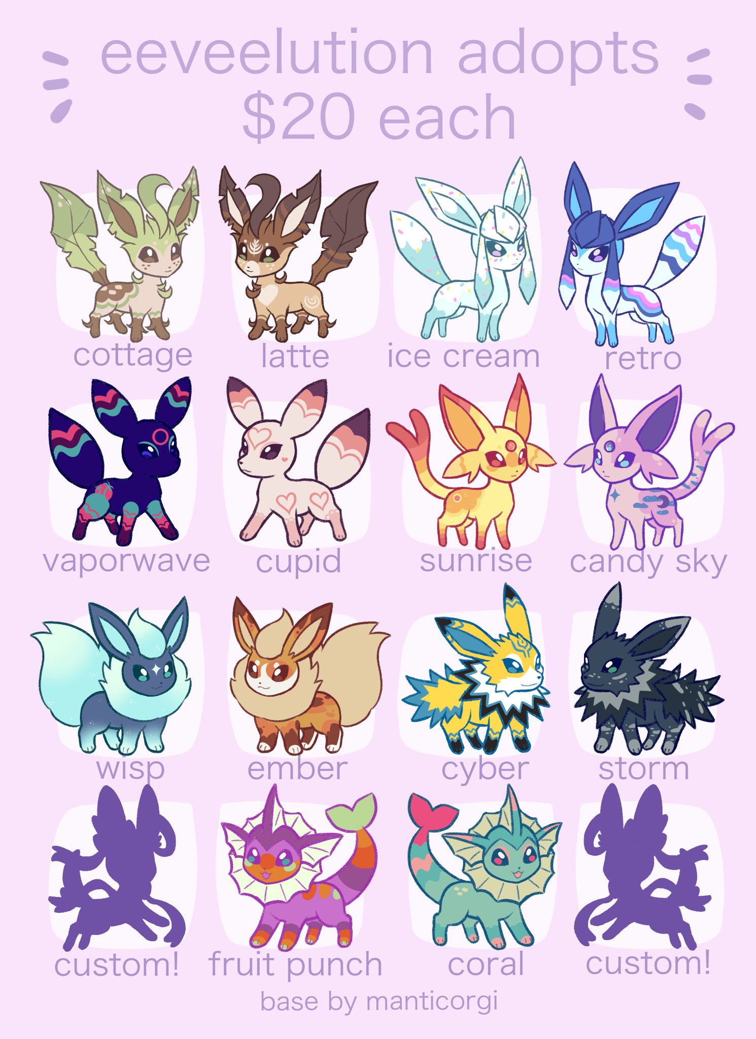 Bases De Eeveelutions De Chibi Eevee Chibi Etsy.de
