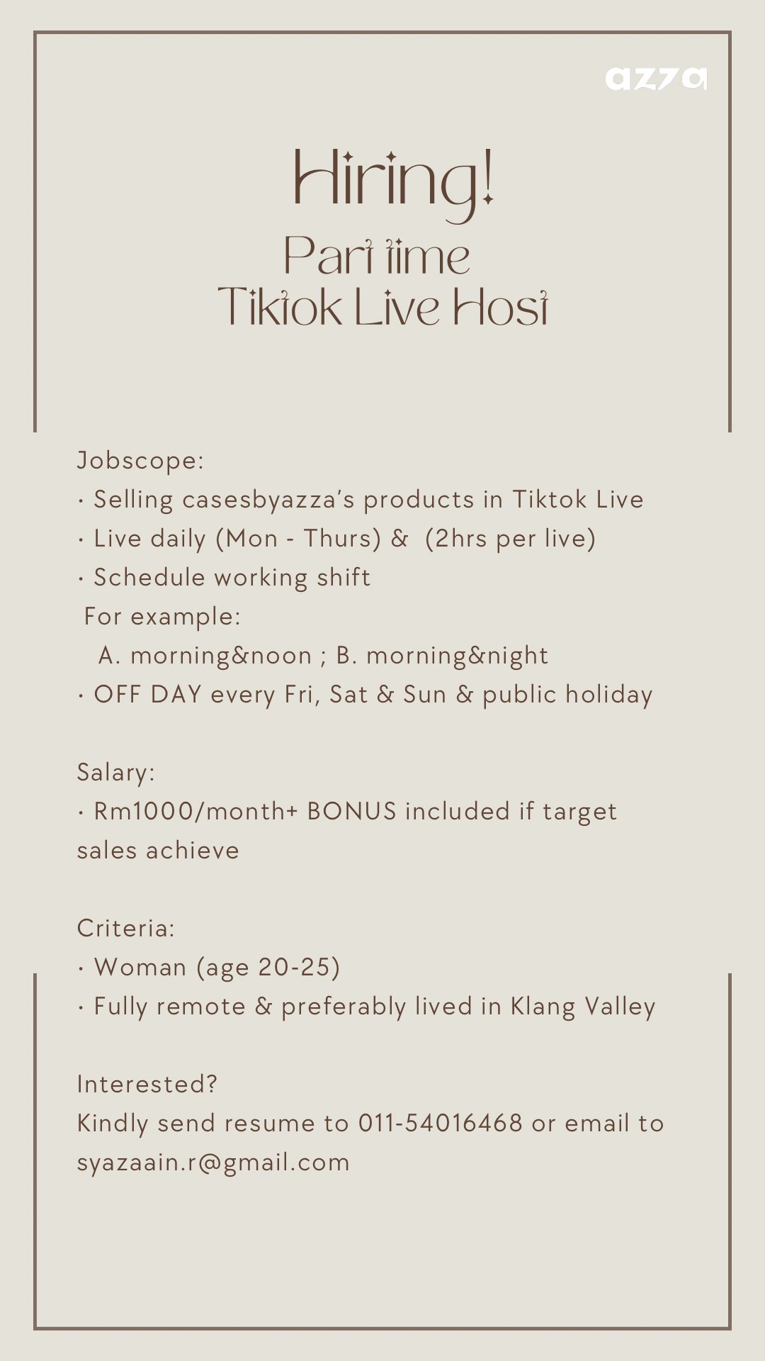 Hostess Wanted Full Page