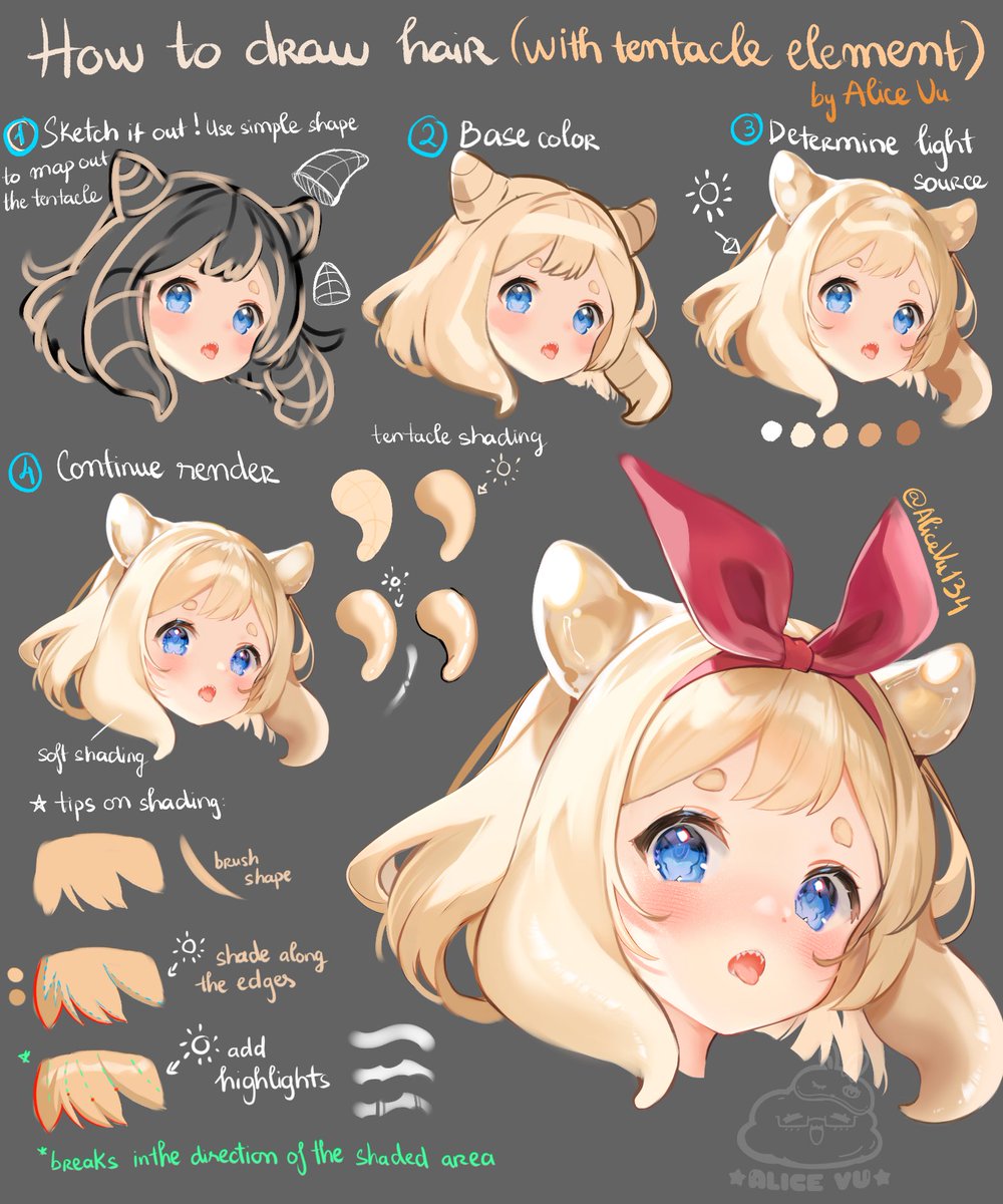 「How to hair with tentacle element」|Alice Vu ☁️ Vtuber Debut: TBAのイラスト