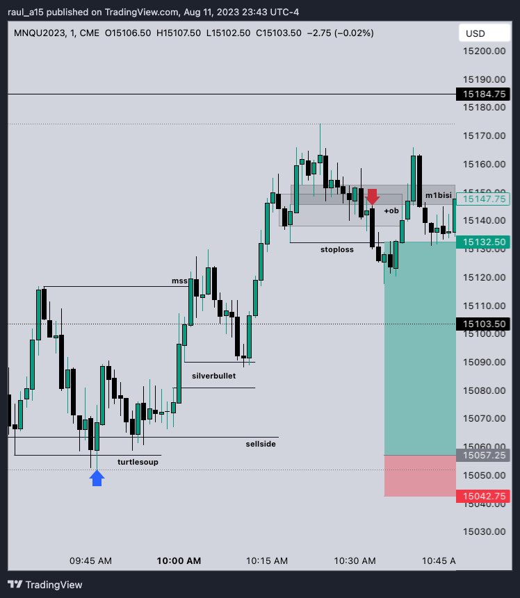 $MNQ 08-11 Trade {74.25} 5R 🧃 - Turtle Soup entry after SMT w/ ES 🐢 ...