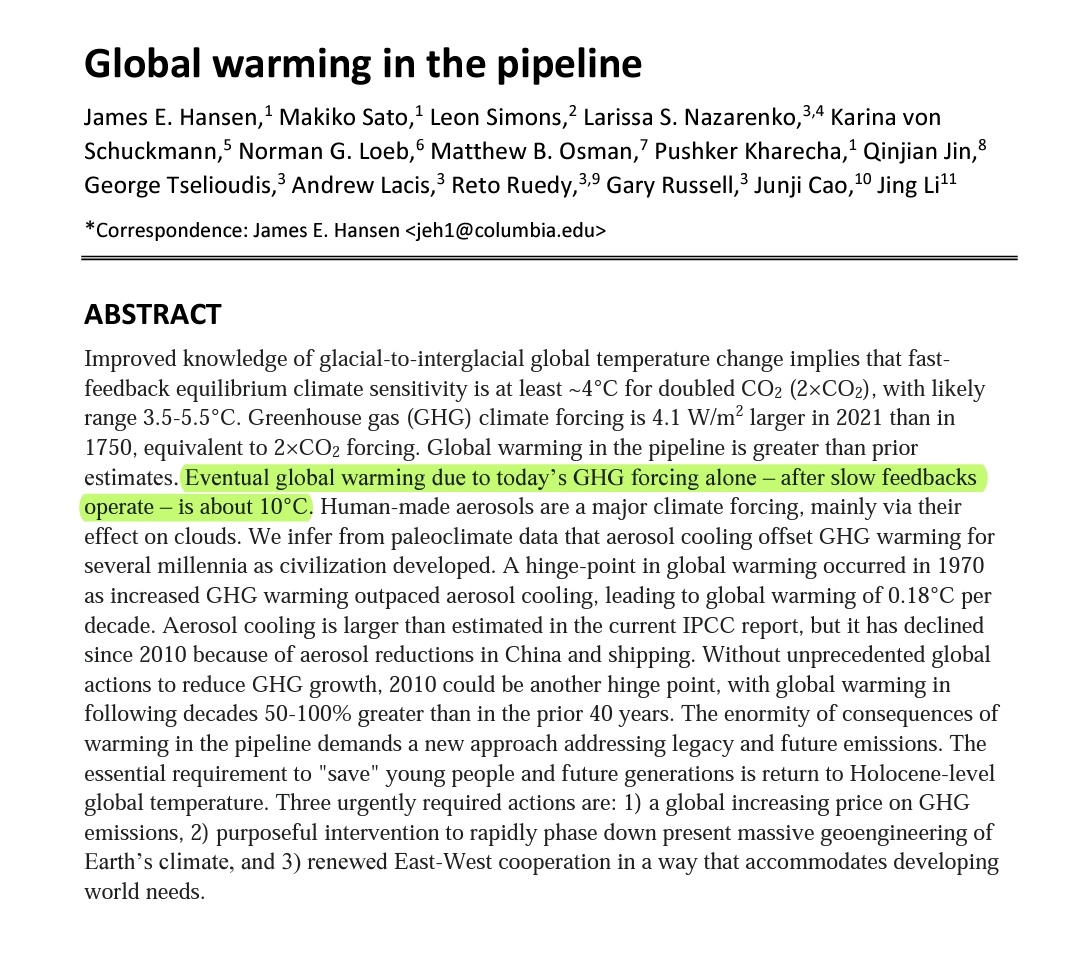 James Hansen Eventual Global Warming Due To Todays Ghg Forcing Alone