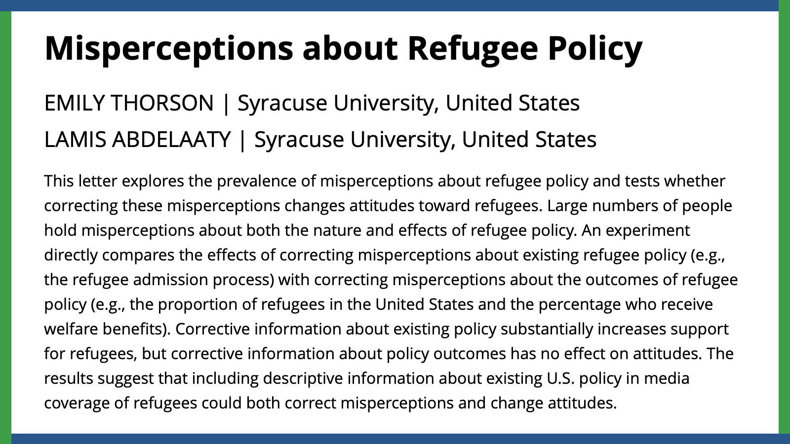 Misperception Examples