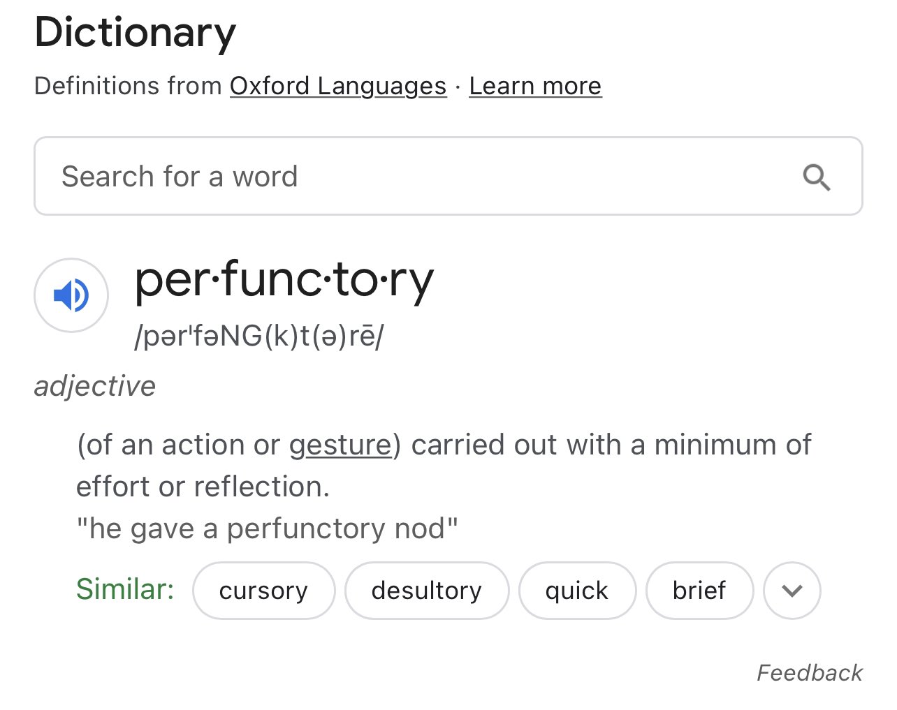 Cursory Definition