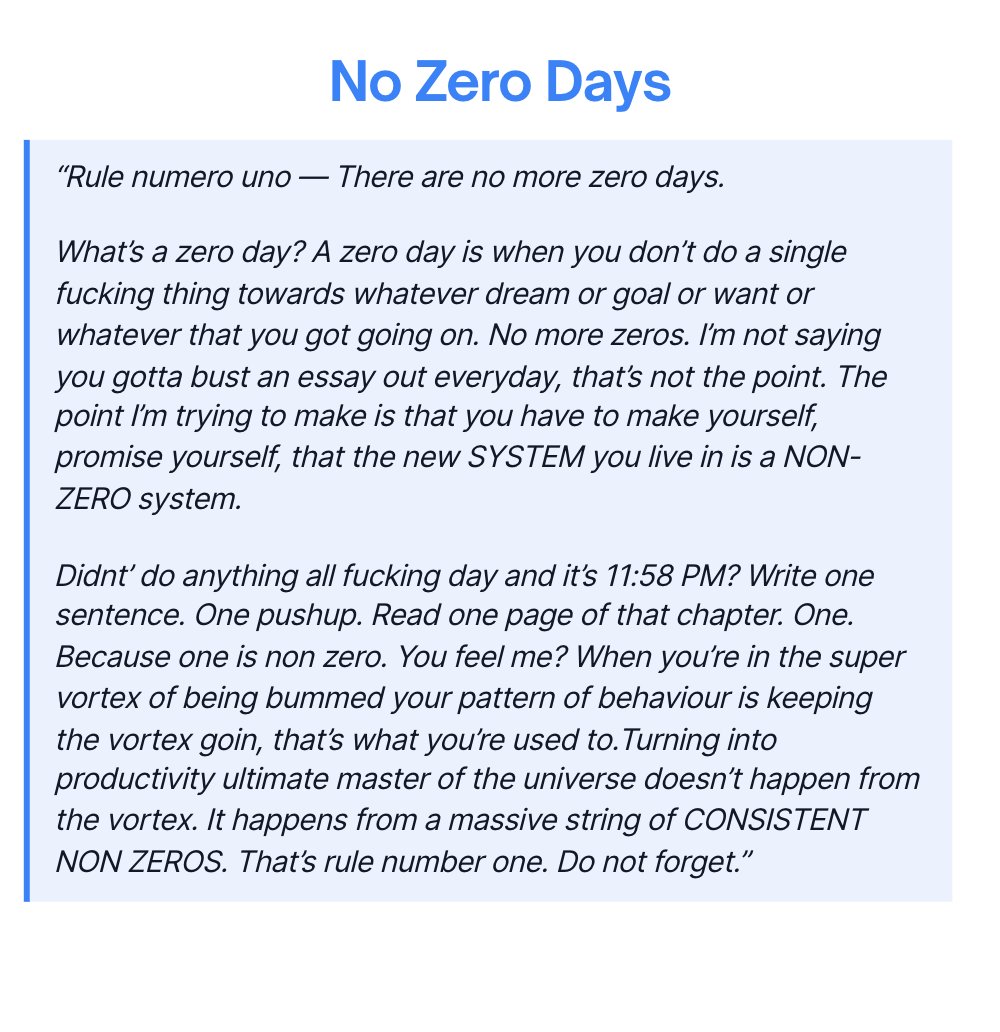 A simple rule that will change your life. No Zero Days: - Thread from ...