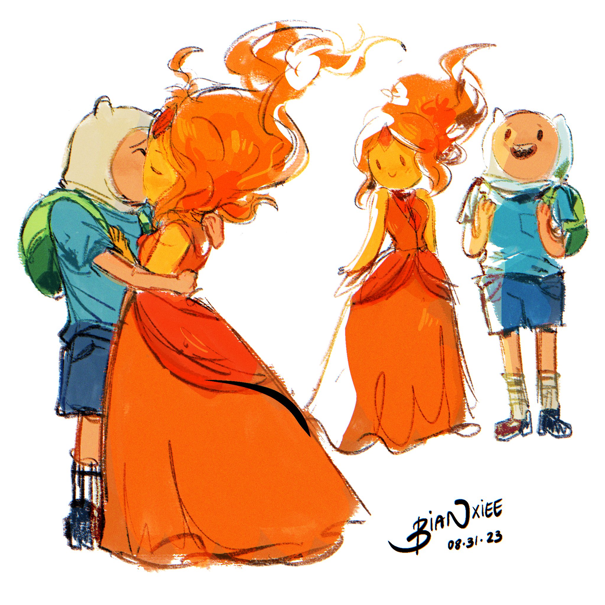 How To Draw Flame Princess And Finn