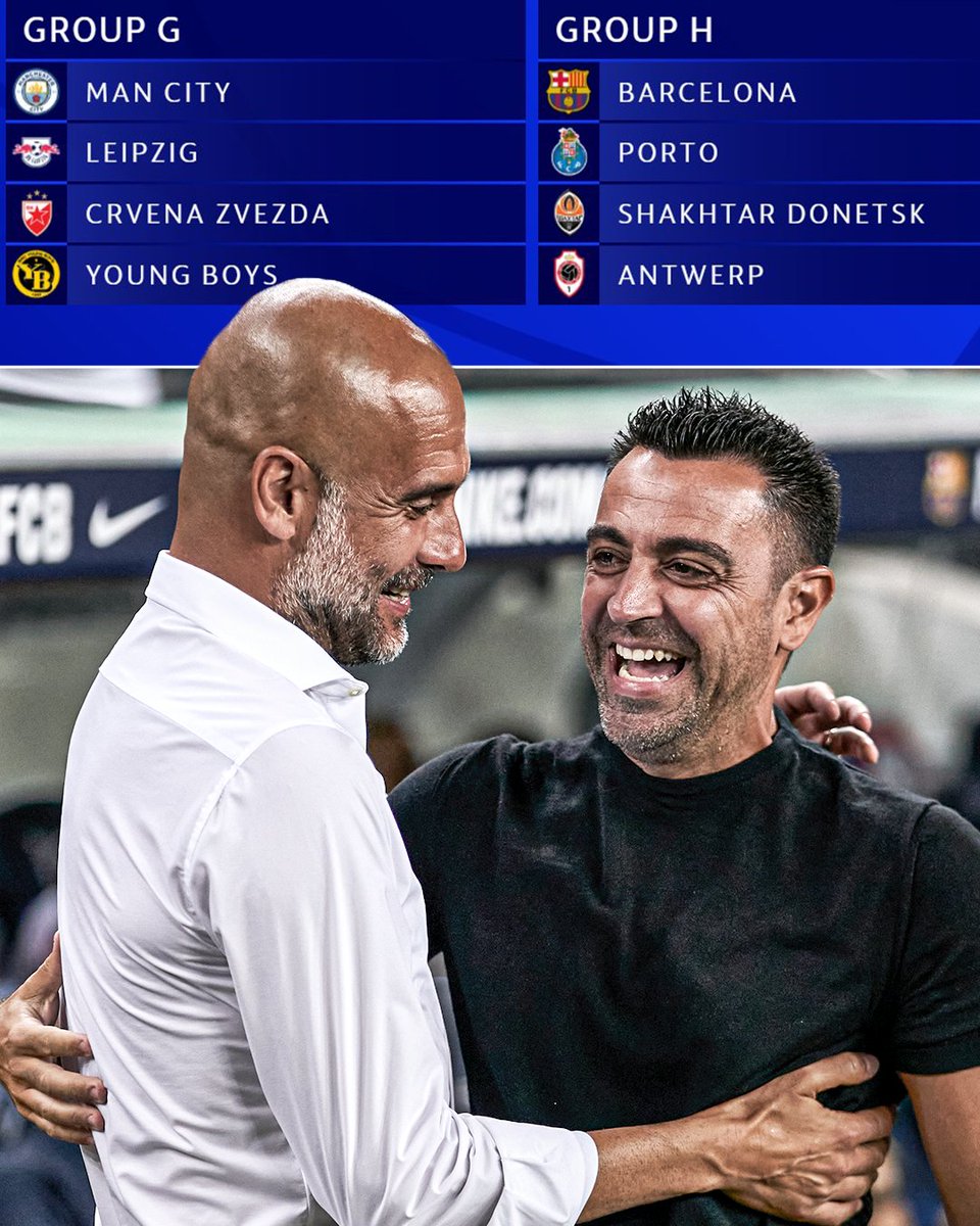 A dream draw for Pep Guardiola's Man City and Xavi's Barcelona sides in ...
