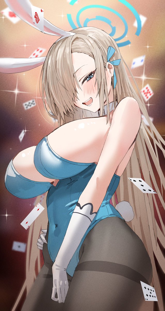 アスナ(ブルアカ) ,アスナ(バニーガール) 「バニーアスナrkgk 」|Horn/woodのイラスト