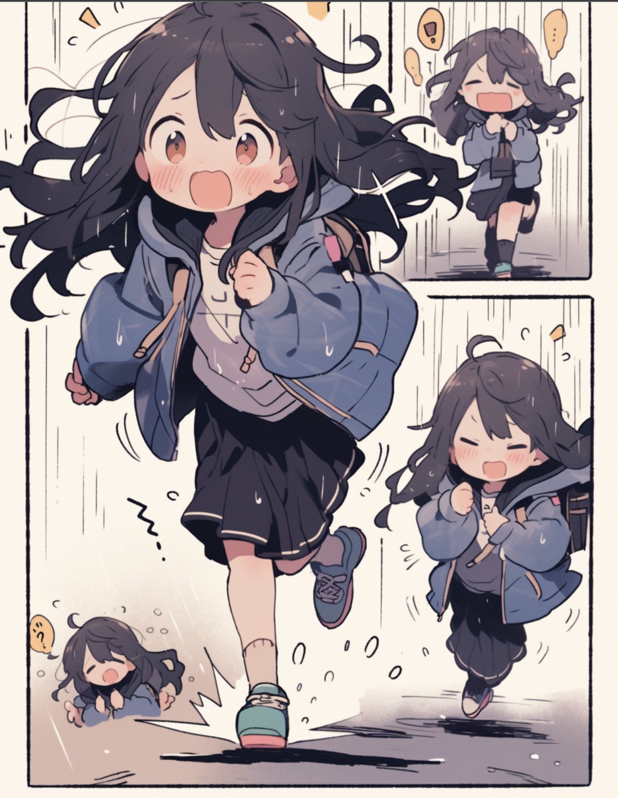 Anime Girl Running In The Rain