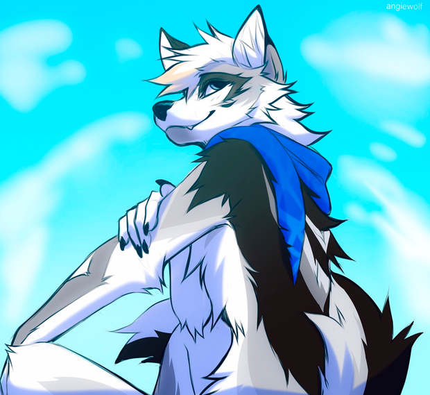 White Wolf Furry Male ArtStation Hunk Furry