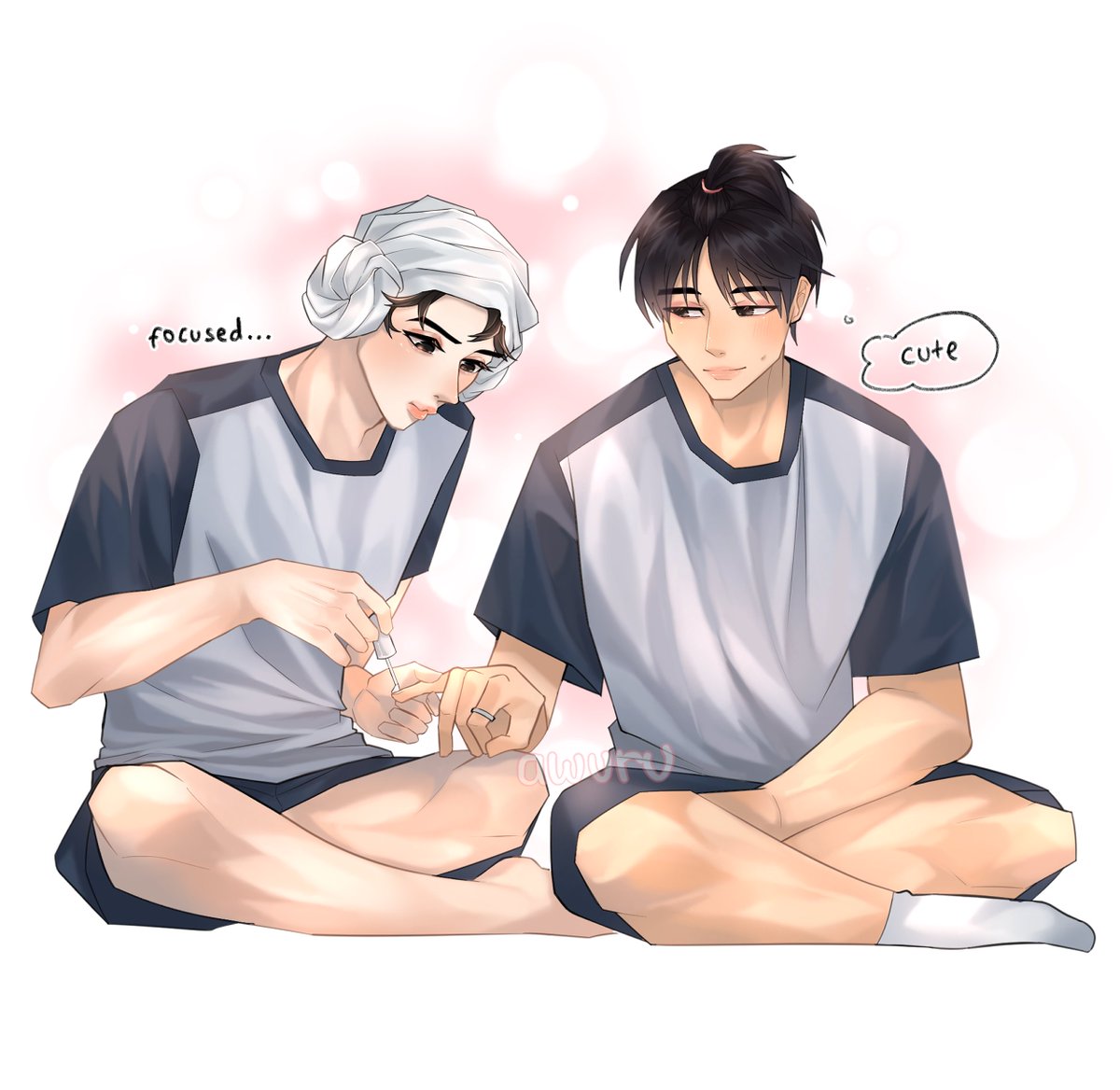 「Spa day with the boys, i think they're v」|awuru | comms full!のイラスト
