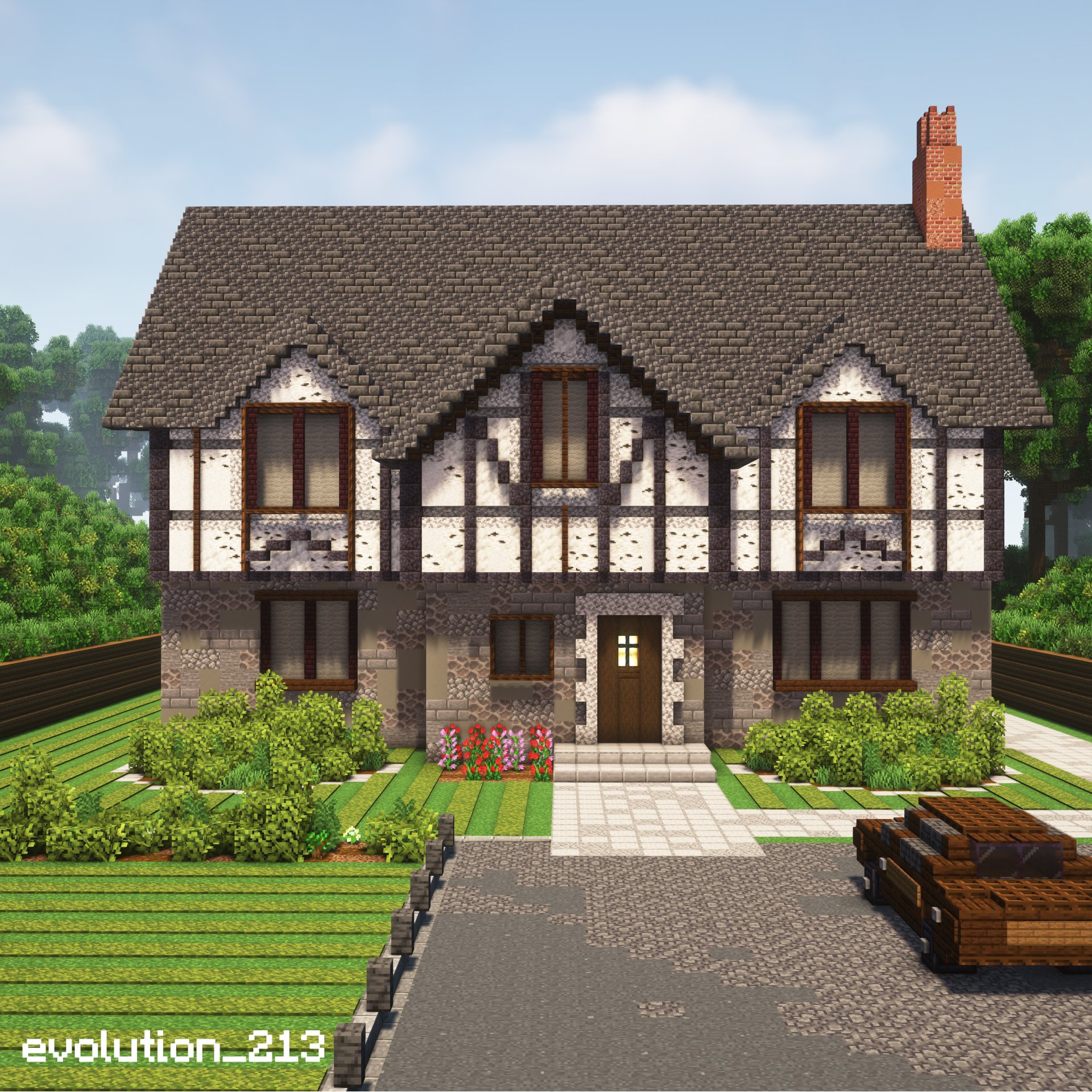 Minecraft French Tudor Style Homes Conquest Studios | Big Row Of