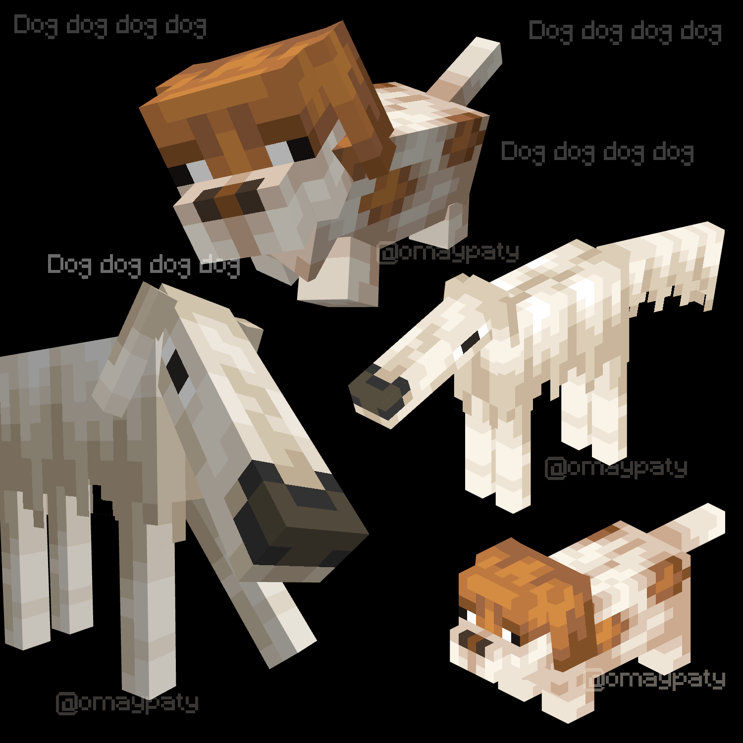 Minecraft Papercraft Dog