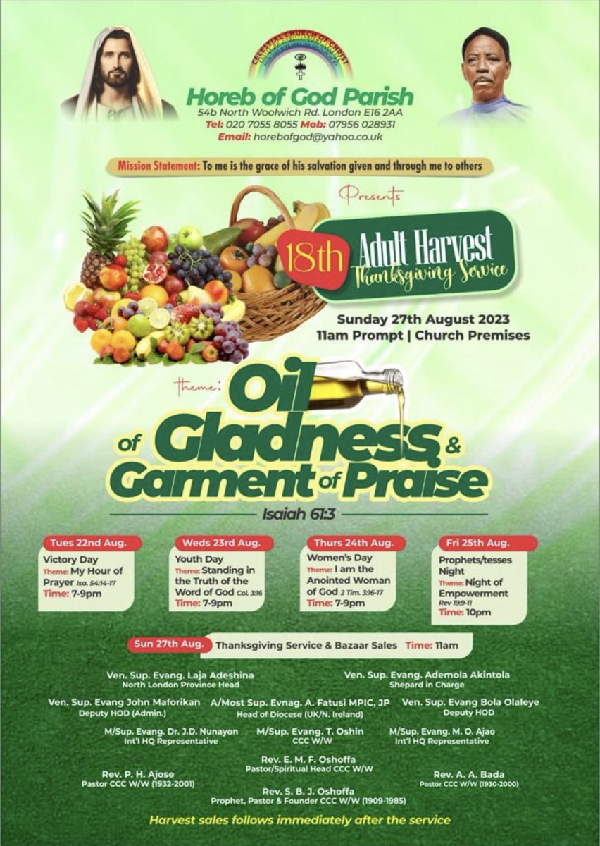 Adverts & PR's CCC Horeb Of God Cathedral, UK is using this medium to ...