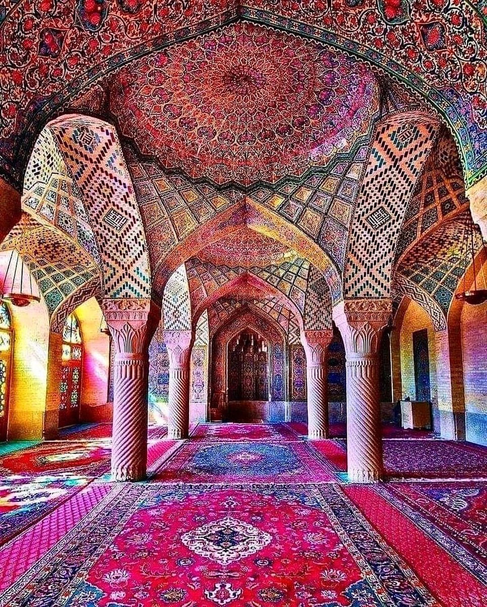 The Nasir al-Mulk Mosque in Shiraz, Iran is also known as the Pink ...