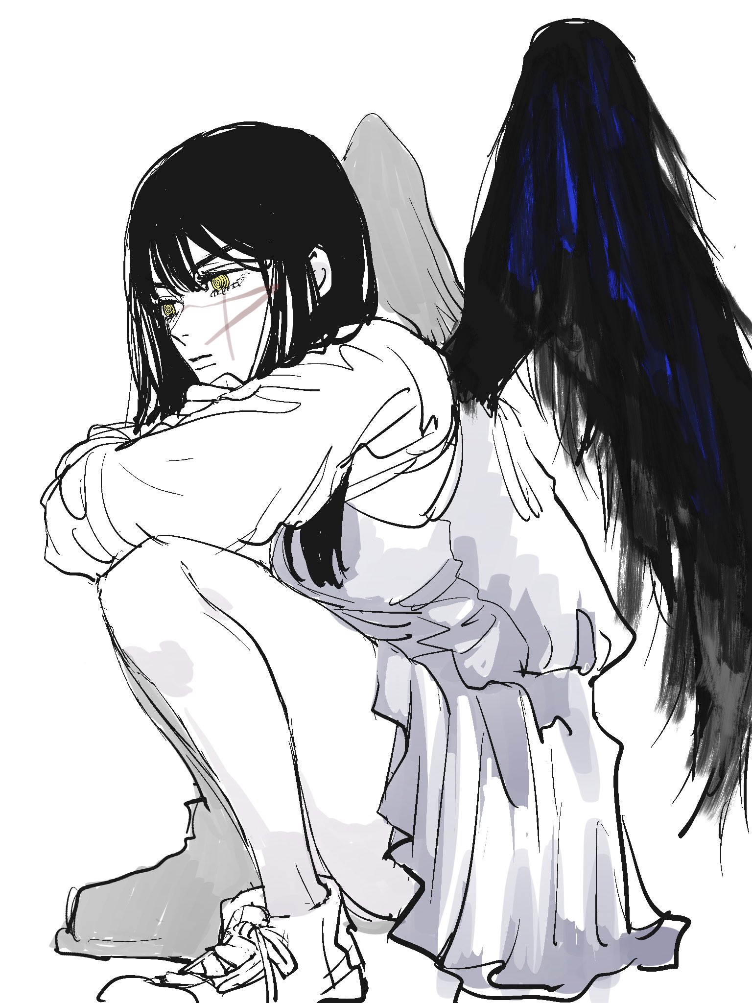 Sad Anime Angel Drawing