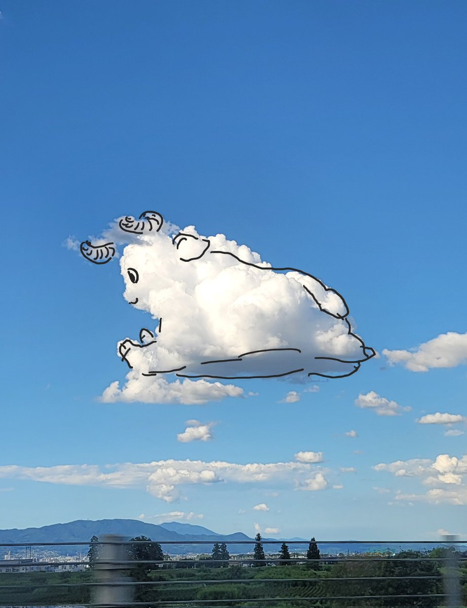 「金曜から車で小旅行。旅先の雲がこんな感じでした」|lensu.のイラスト