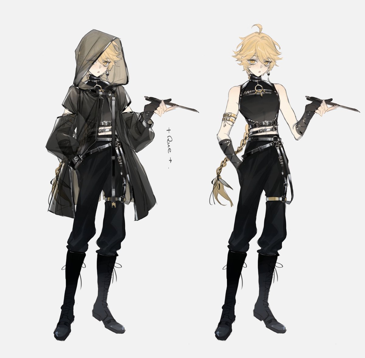 aether (genshin impact) blonde hair gloves male focus long hair simple ...