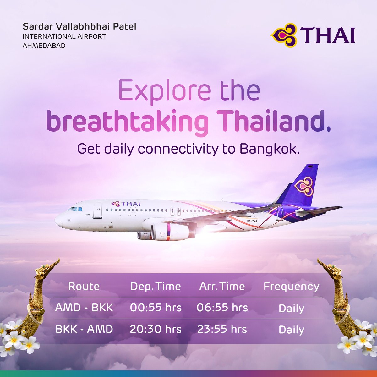 Thai Airways to launch daily direct Ahmedabad – Bangkok flight from 1st ...