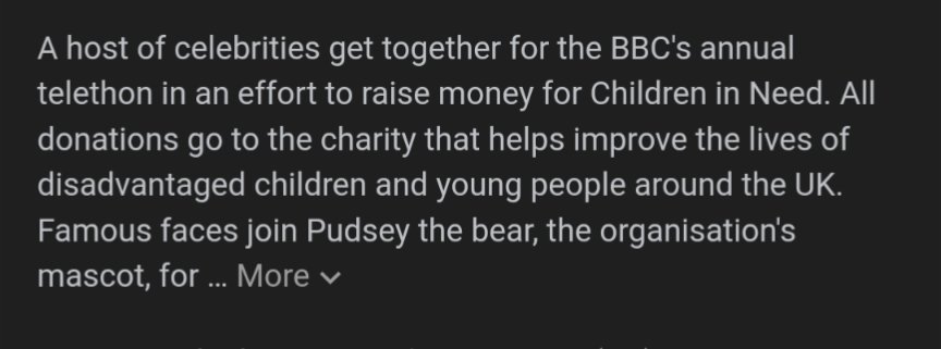 Reading about the BBC org "Children in Need" that has the mascot of ...