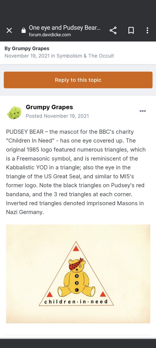 Reading about the BBC org "Children in Need" that has the mascot of ...