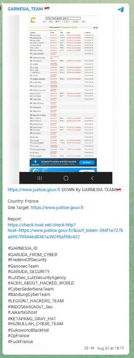 French Ministry Of Justice Cyber Attack Claimed By Garnesia Team ... French Ministry Of Justice Cyber Attack Claimed By Garnesia Team ...