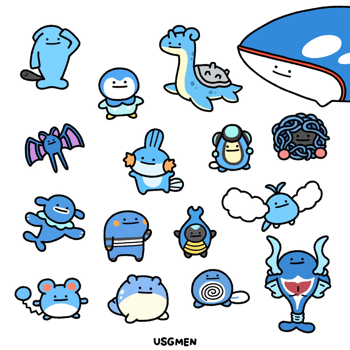 「青メタモン 」|USGMEN（うさぎメン）のイラスト