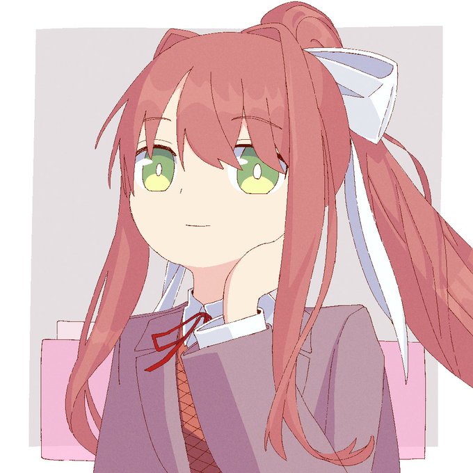 「monika (doki doki literature club) white bow」Fan Art(Popular)｜2pages