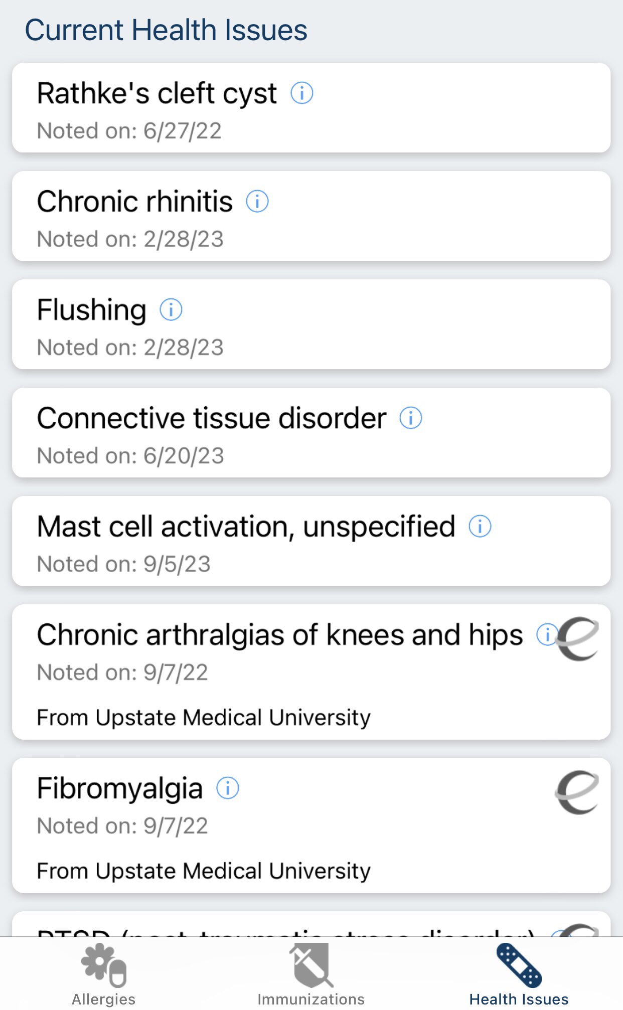 Current Health Issues