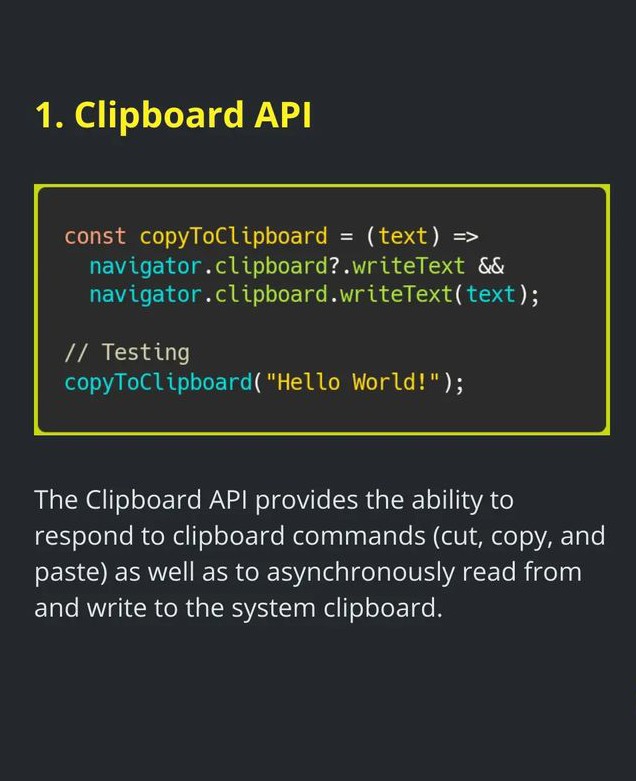 5 JavaScript Web APIs you Should know : 👇 [Bookmark for later use ...
