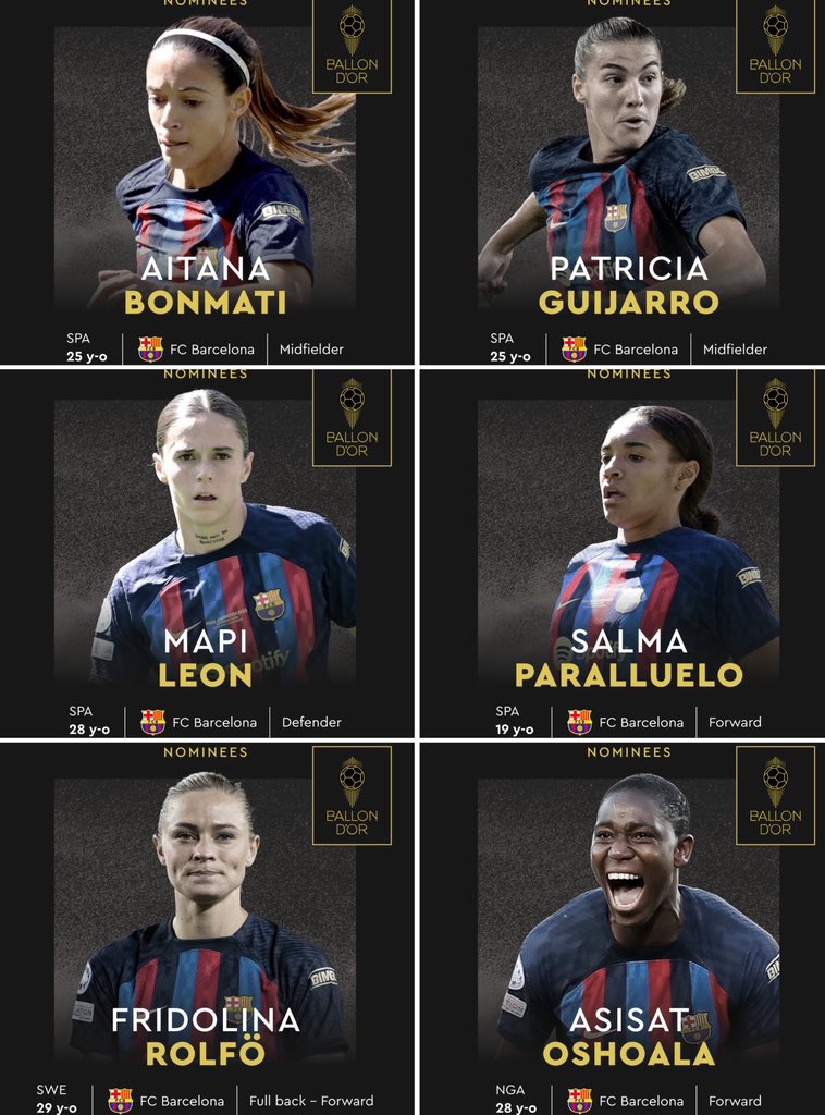 6 مرشحات من برشلونة للكرة الذهبية 🫅🌕 - المسلسل من FCB World @forcabarca_ar - رتبها