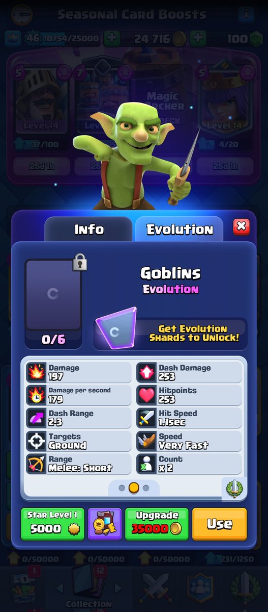 Idea for Goblins Evolution (level 11) HP: +25% (253) DMG: +64% (197) Dash Damage: 0 > 253 Dash ...