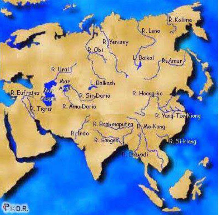 Asia Map Rivers