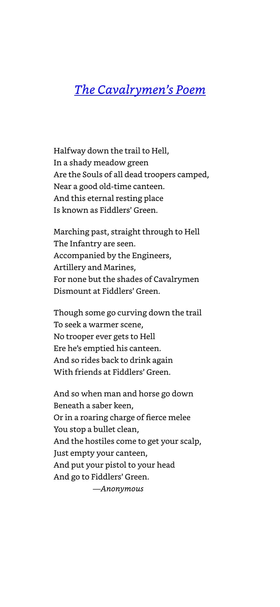Infantry Poem