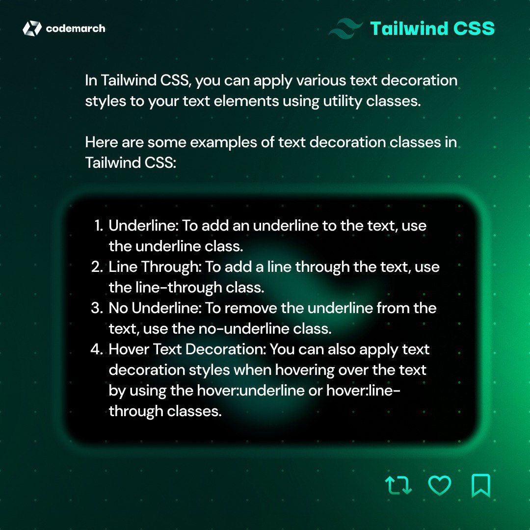 Text Decoration in Tailwind CSS: - المسلسل من codemarch @codemarch - رتبها