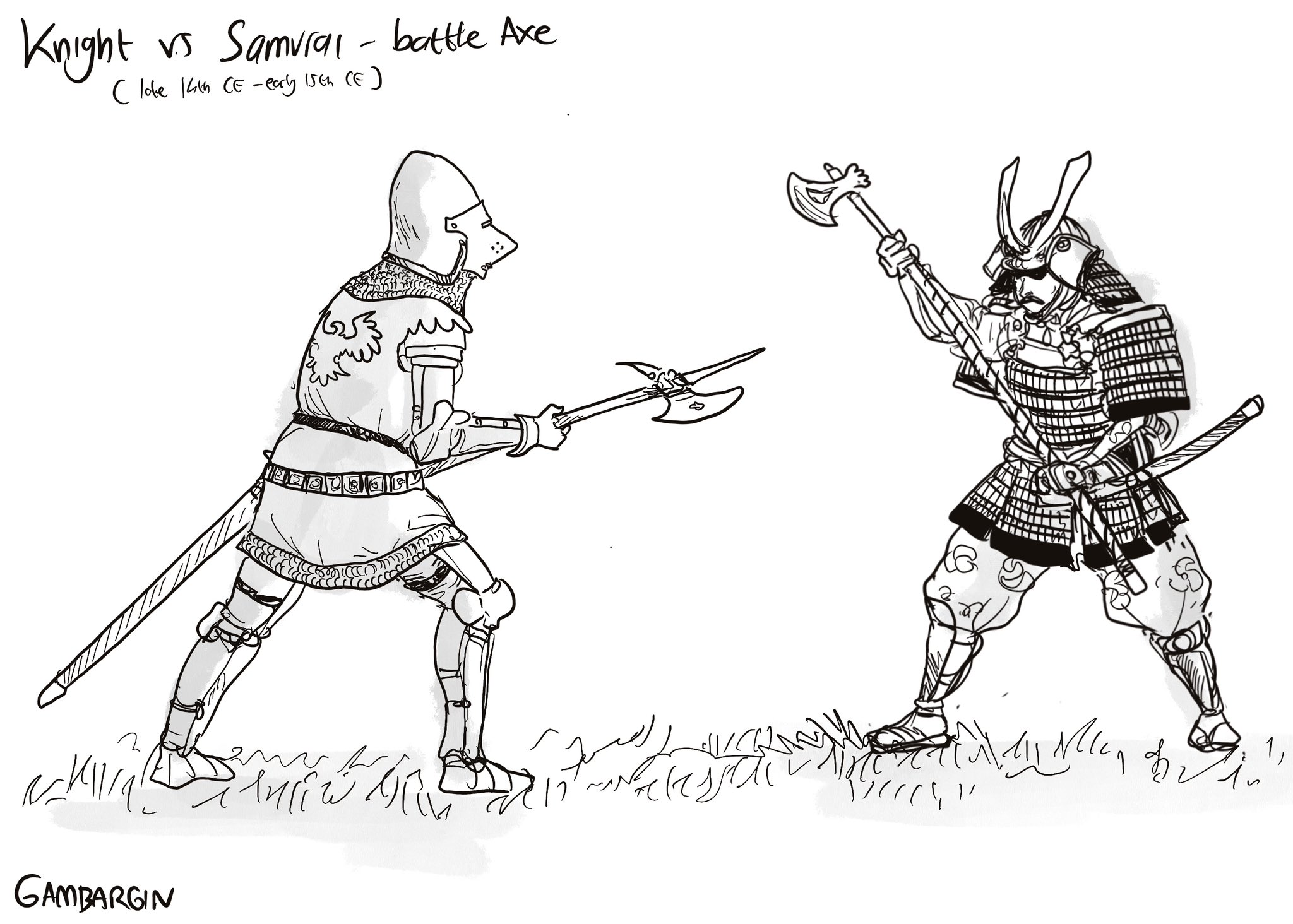 Samurai Battle Drawing