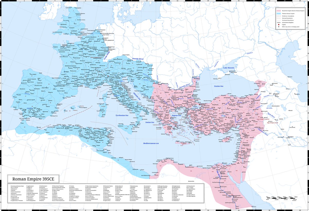 Map of the Roman Empire in 395 CE. This year, Emperor Theodosius ...