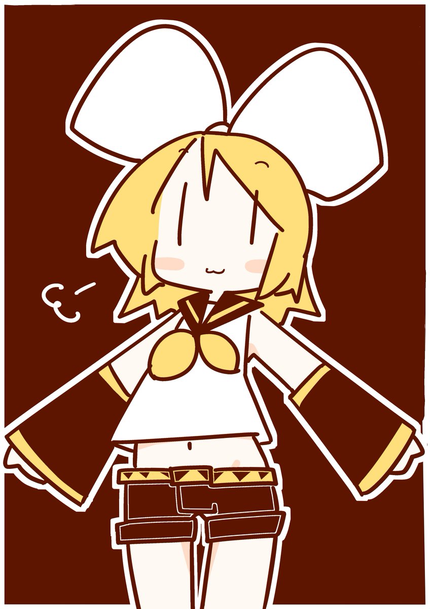 kagamine rin 1girl blonde hair shorts | | solo :3 blush stickers ...