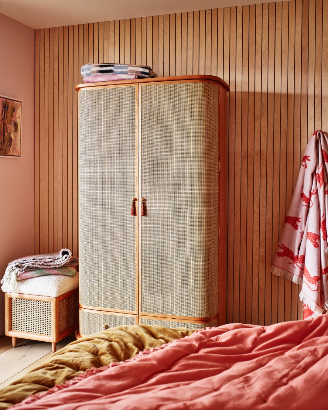 Kinship rattan green bedside table store