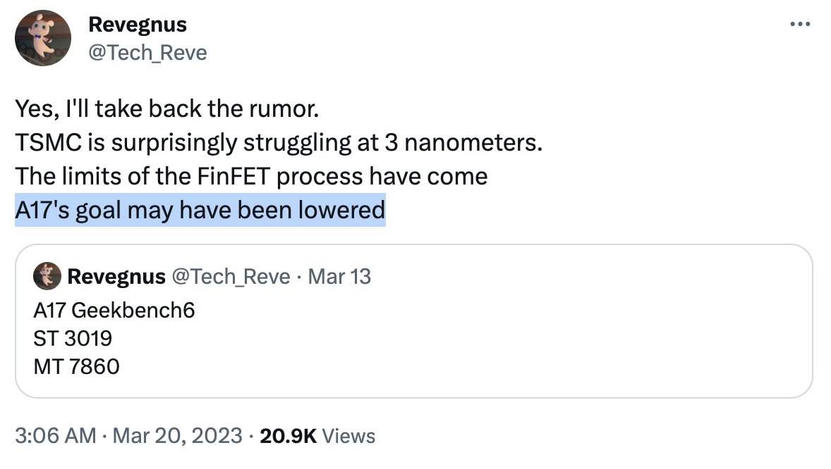 Apple's A17 Pro chip... I think I finally figured out why we're not seeing impressive efficiency ...