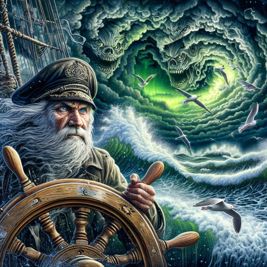 Old Sea Captain In Storm